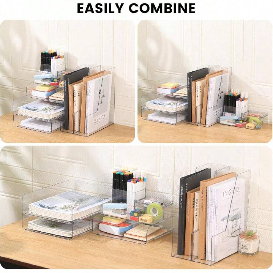 Multifunctional Desktop Storage Weapon: 2 Vertical Folders+4-Storey ...