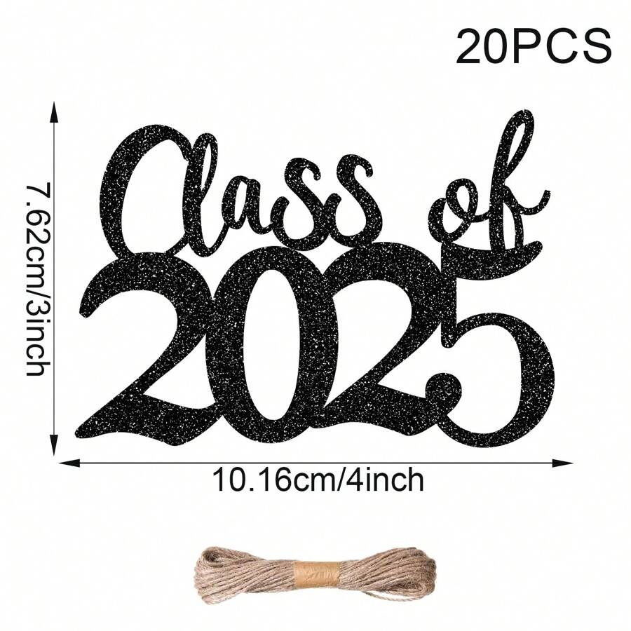 20pcs Class Of 2025 Graduation Confetti Glitter Double Side Grad Party ...
