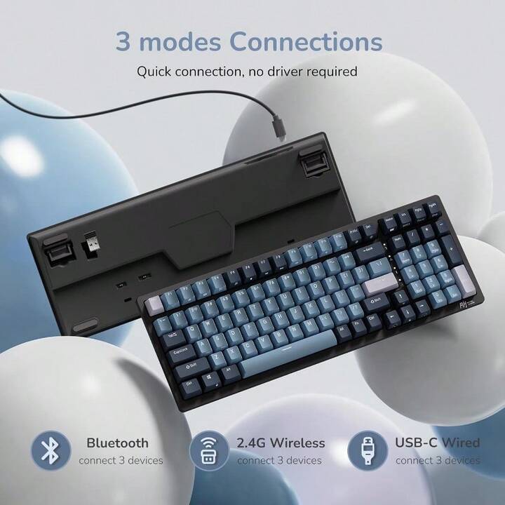 RK ROYAL KLUDGE RK98 Mechanical Gaming Keyboard Triple Mode 2.4G/BT5.1 ...