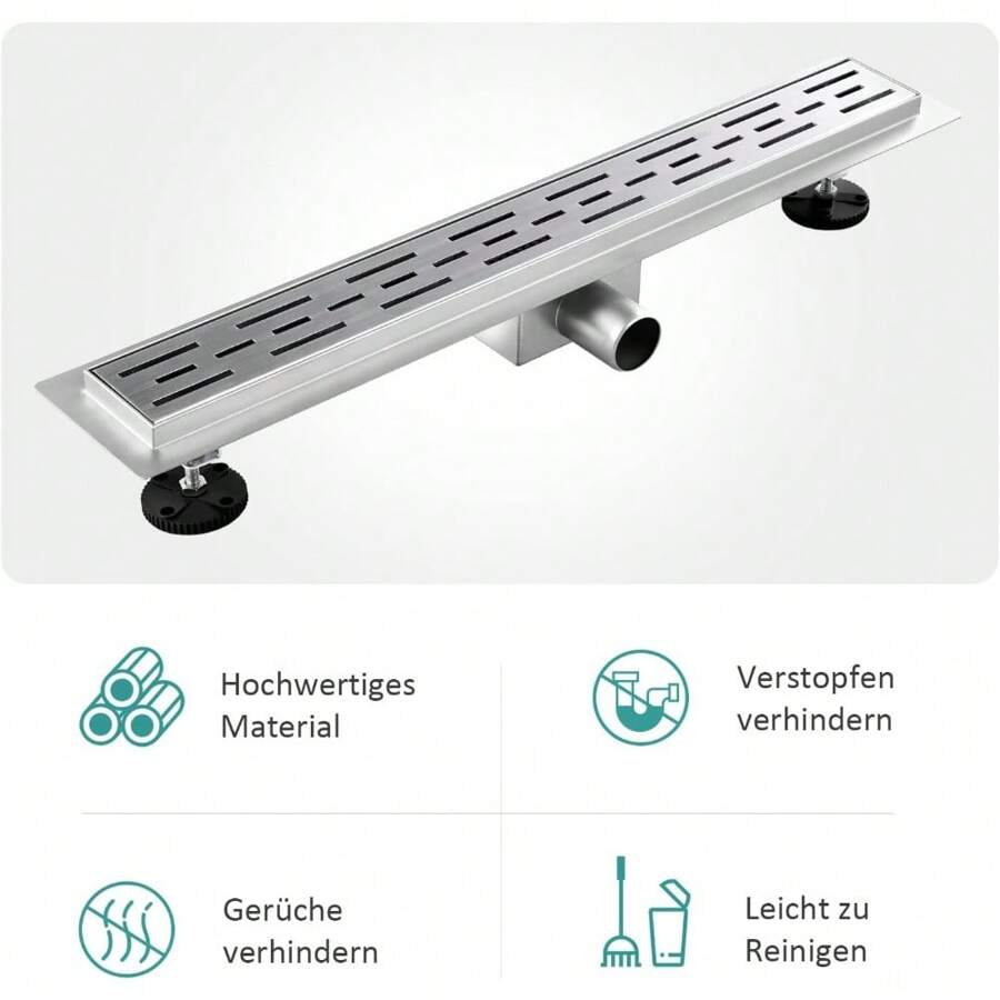 Duschrinne 70cm Duschablauf Edelstahl Komplettset Bodenablauf Dusche ...