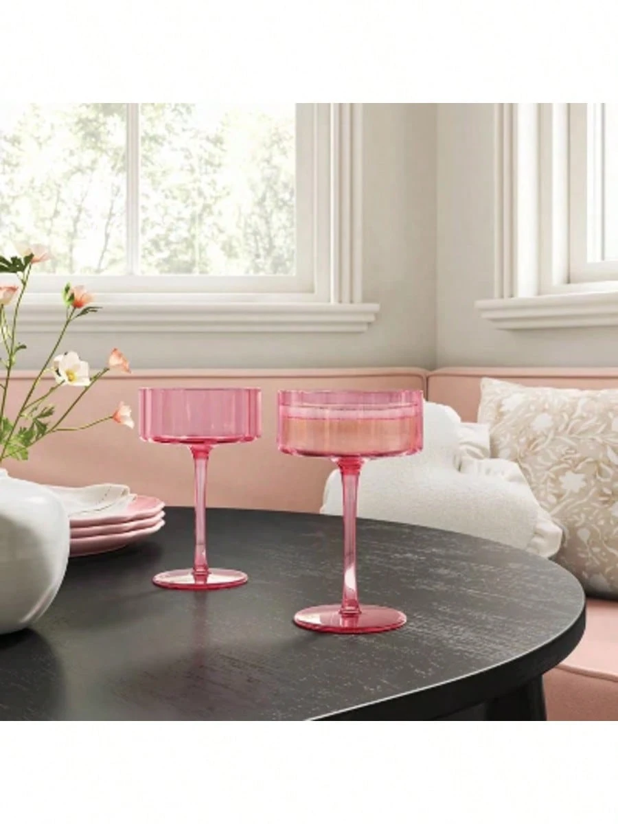 12.1 Fl Oz Glass Coupe Pink | SHEIN USA
