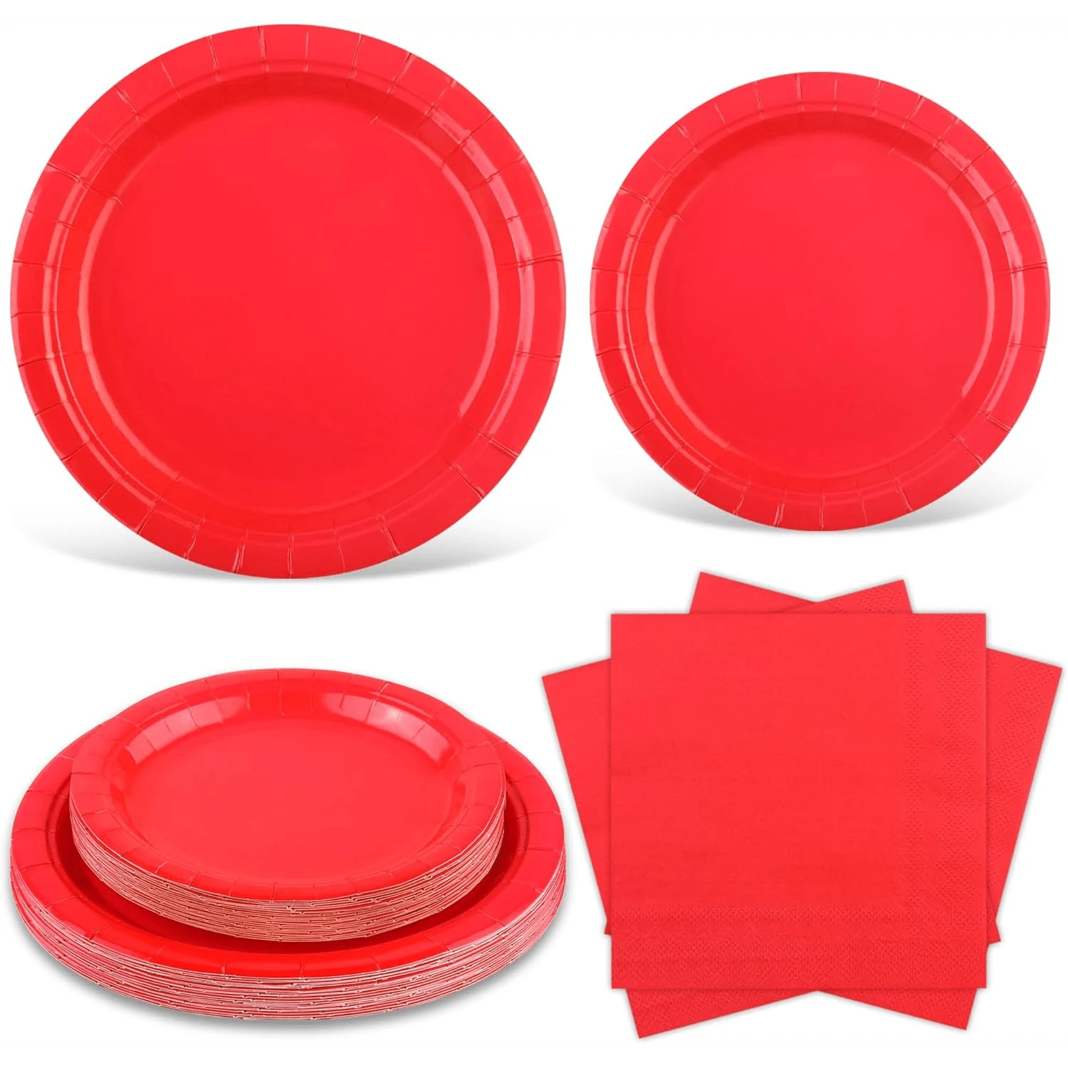 10pcs Red Paper Plates And Napkins Red Paper Dinner Plates And Luncheon ...