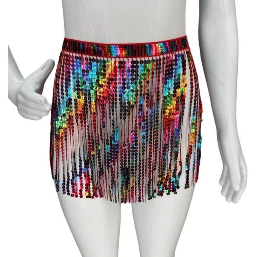Dança Do Ventre Mini-Saia Com Franjas Elásticas De Cintura Saia ...
