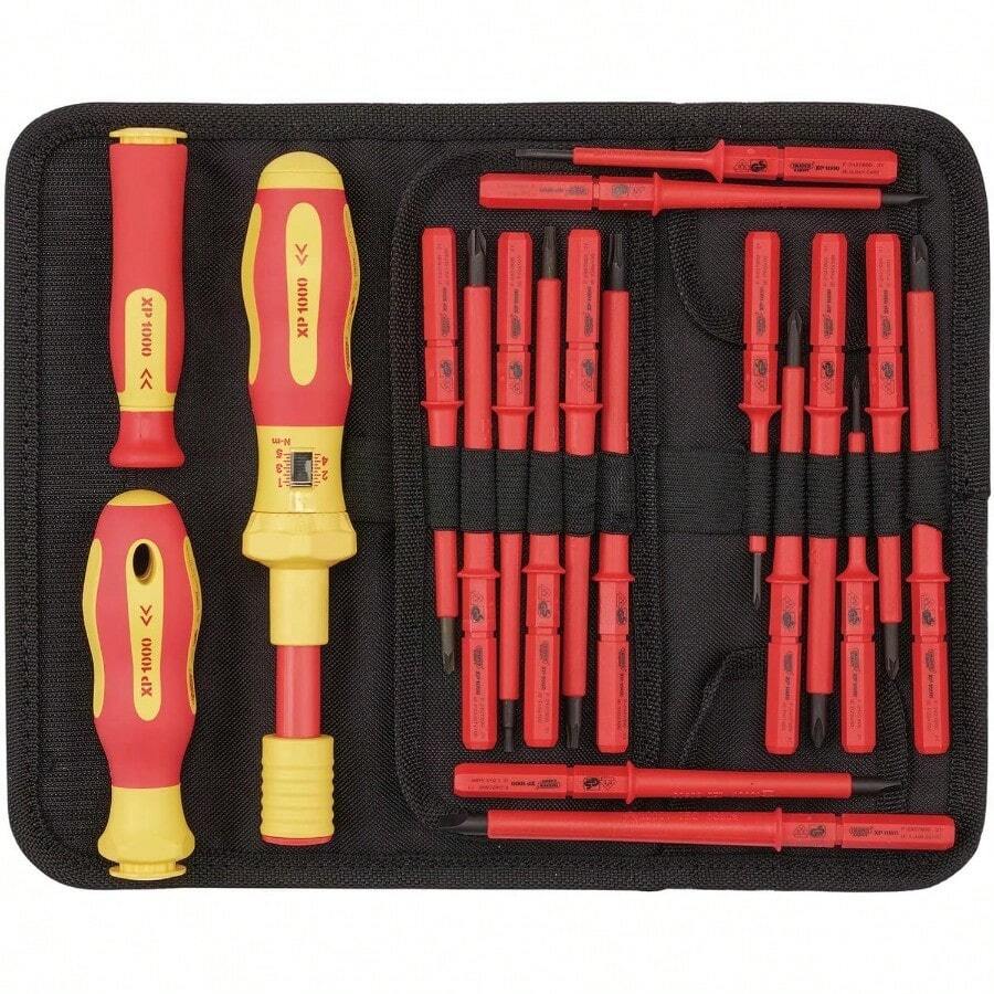 Draper XP1000 19 Piece Precision Screwdriver Set | VDE Dual Insulated Interchangeable Blade ...
