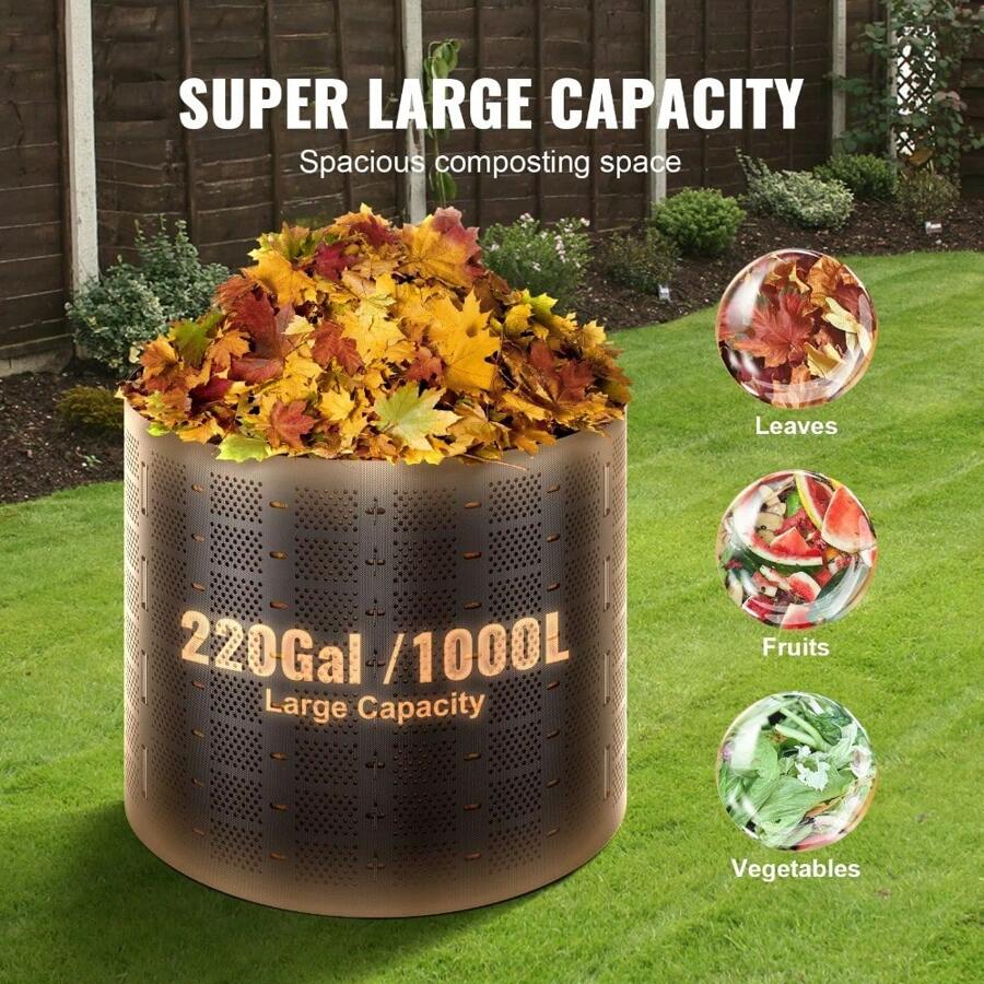 220 Gallon Outdoor Expandable Composting Unit - Easy Assembly, Plenty ...