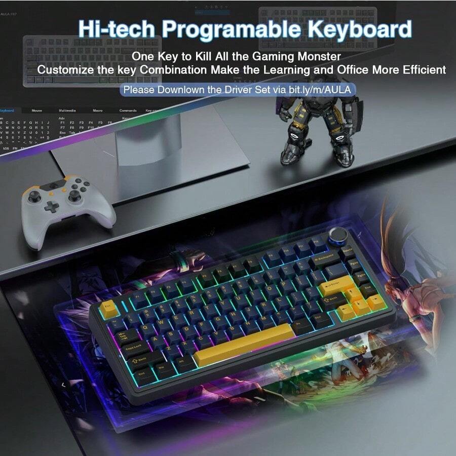 AULA F75 75% Wireless Mechanical KeyboardGasket Hot Swappable Custom ...