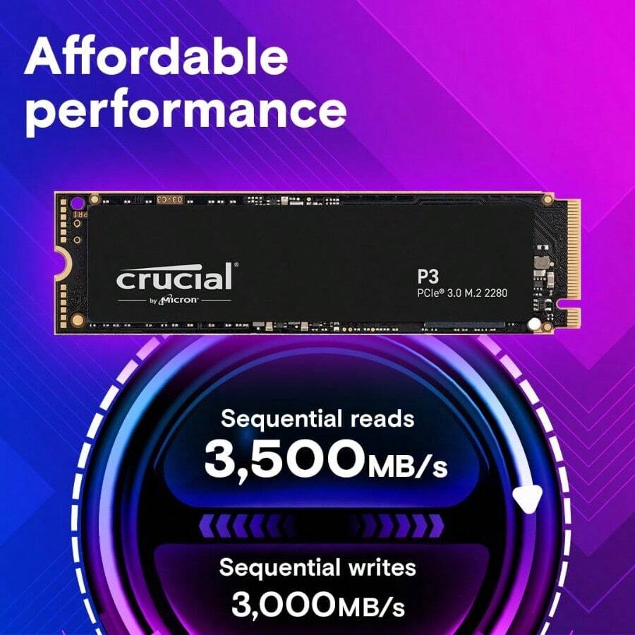 Crucial P3 1TB M.2 PCIe Gen3 NVMe Internal SSD - Up To 3500MB/S - CT1000P3SSD801 Acronis Edition ...