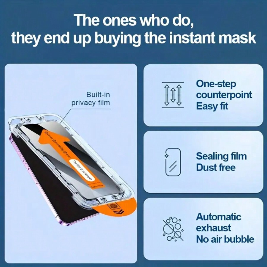 2 Pcs One-Click Installation, Tempered Glass Privacy Screen Protector ...