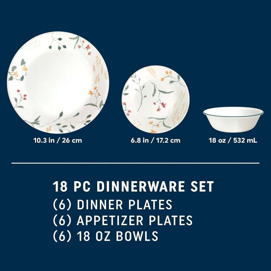 18 Piece Glass Dinnerware Sets, Service For 6, Triple Layer Chip ...