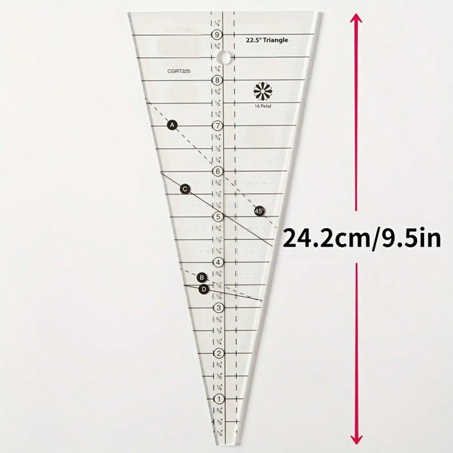 Creative And Unique Grid 22.5 Degree Triangle Quilt Ruler And Degree ...