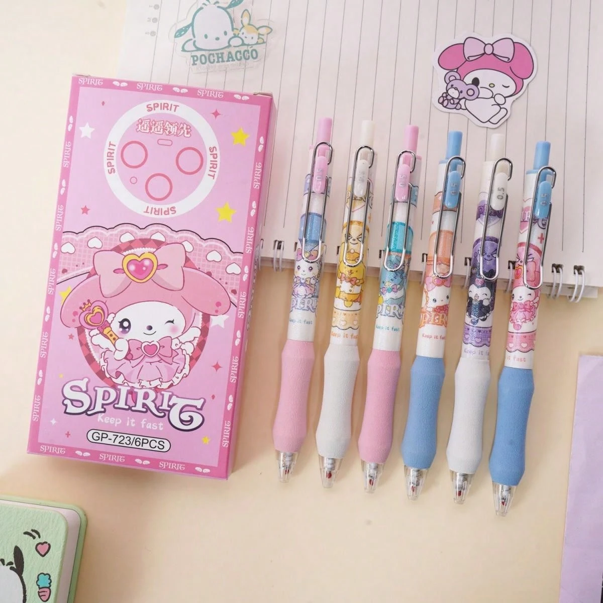 Sanrio 6-Piece Set Sanrio Hello Kitty Kurumi ST Quick-Dry Click Pens ...
