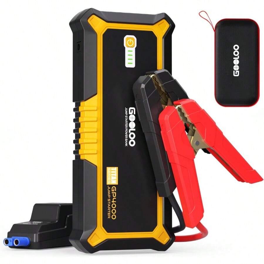 GOOLOO Portable Lithium Jump Starter 4000A Peak Car Starter All Gas Up ...