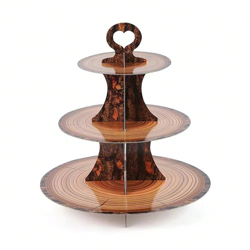 Tree Stump Themed Paper Cupcake Stand, 3-Tier Centerpiece For Baby ...