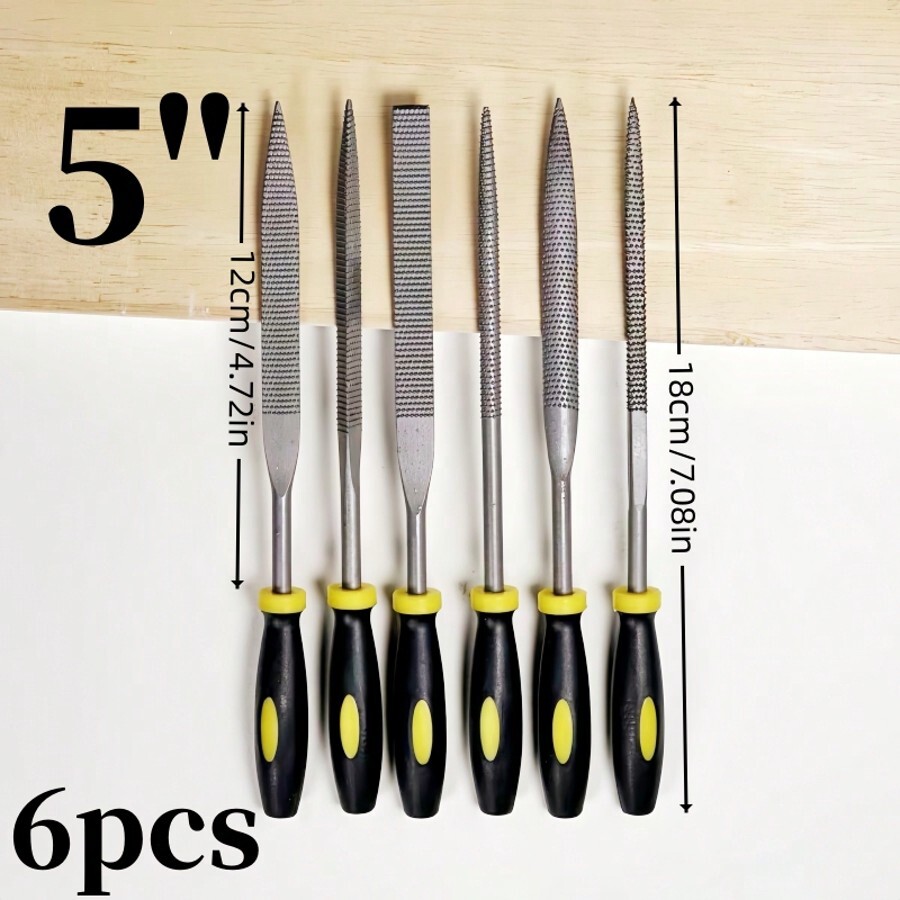 6pcs 3/4/5 Inch Mixed Mini Wood Rasp File Set, Hardwood Carving & Woodworking Sanding Tools ...