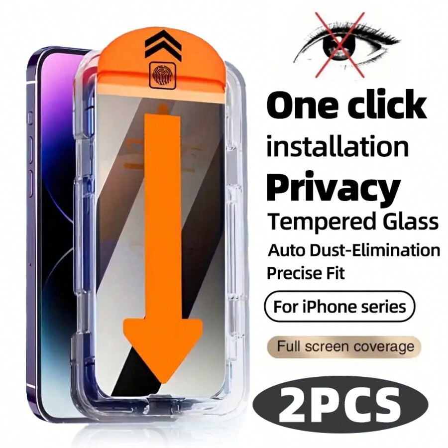 2 Pcs One-Click Installation, Tempered Glass Privacy Screen Protector ...