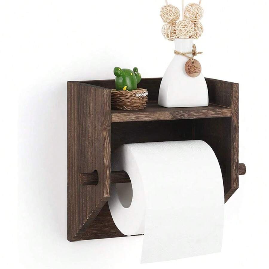 Toilet Paper Holder With Storage, Bathroom Wall Mount Toilet Paper ...