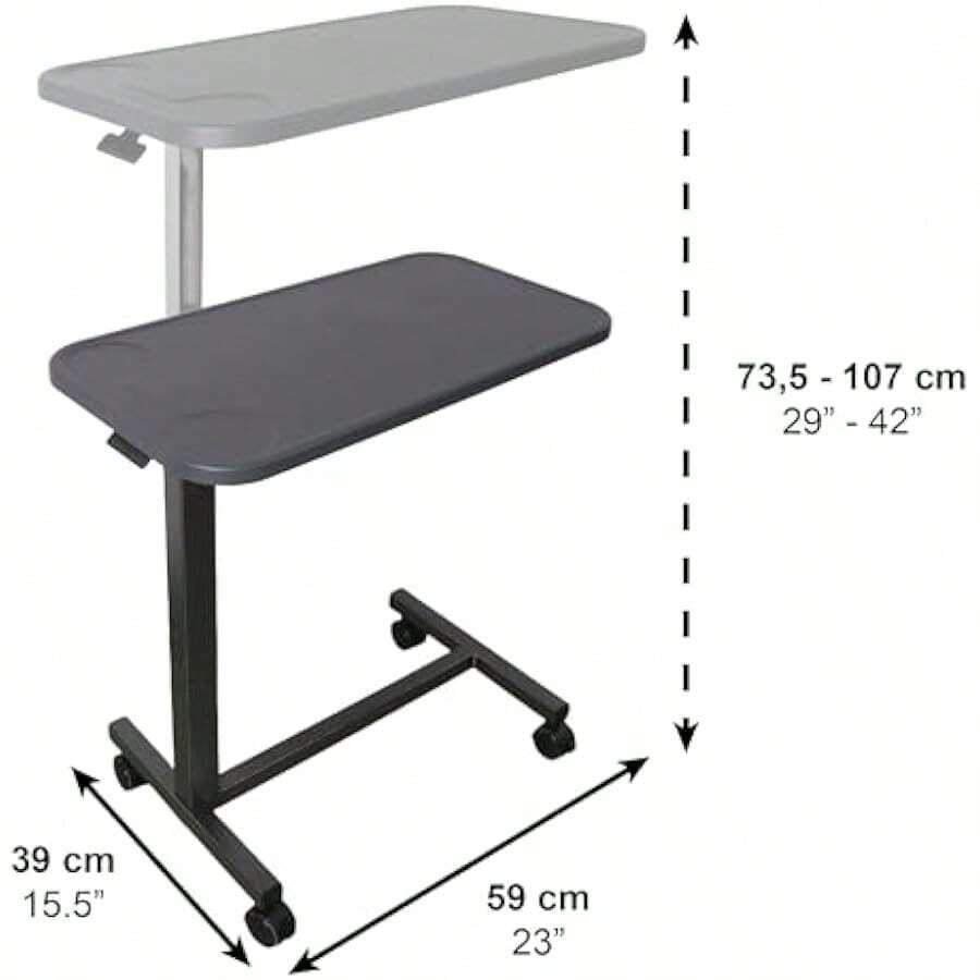 PEPE - Overbed Table With Wheels Sturdy Frame Disabled Table For Eating ...