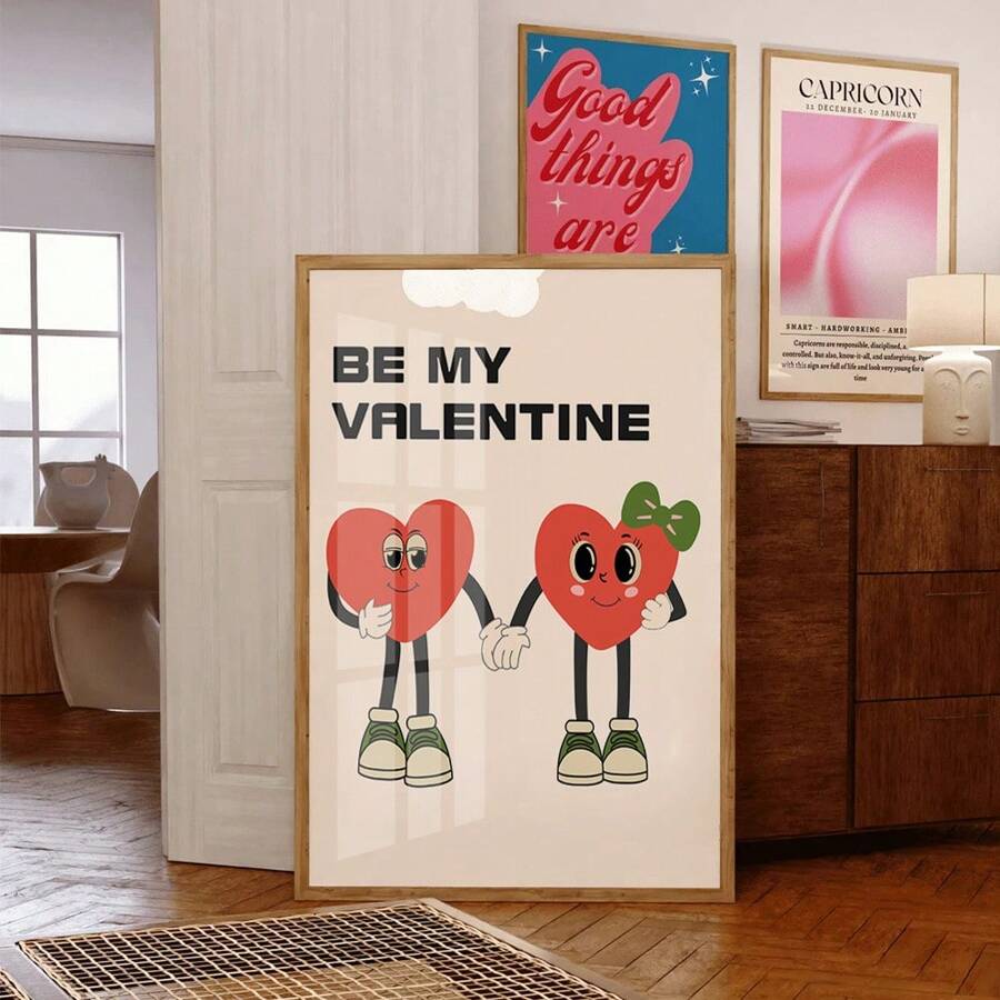 Retro Valentines Printable, Be My Valentine Vintage Wall Art, Retro ...