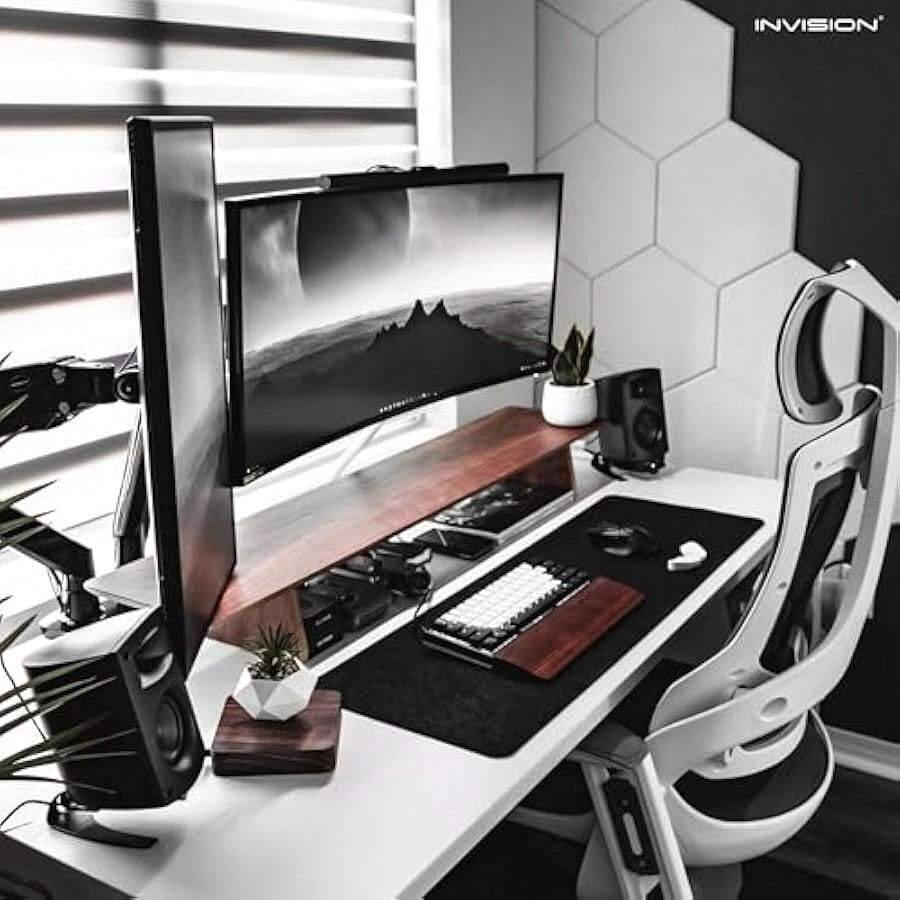 Invision Dual PC Monitor Arm Bracket Ergonomic Height Adjustable Gas ...