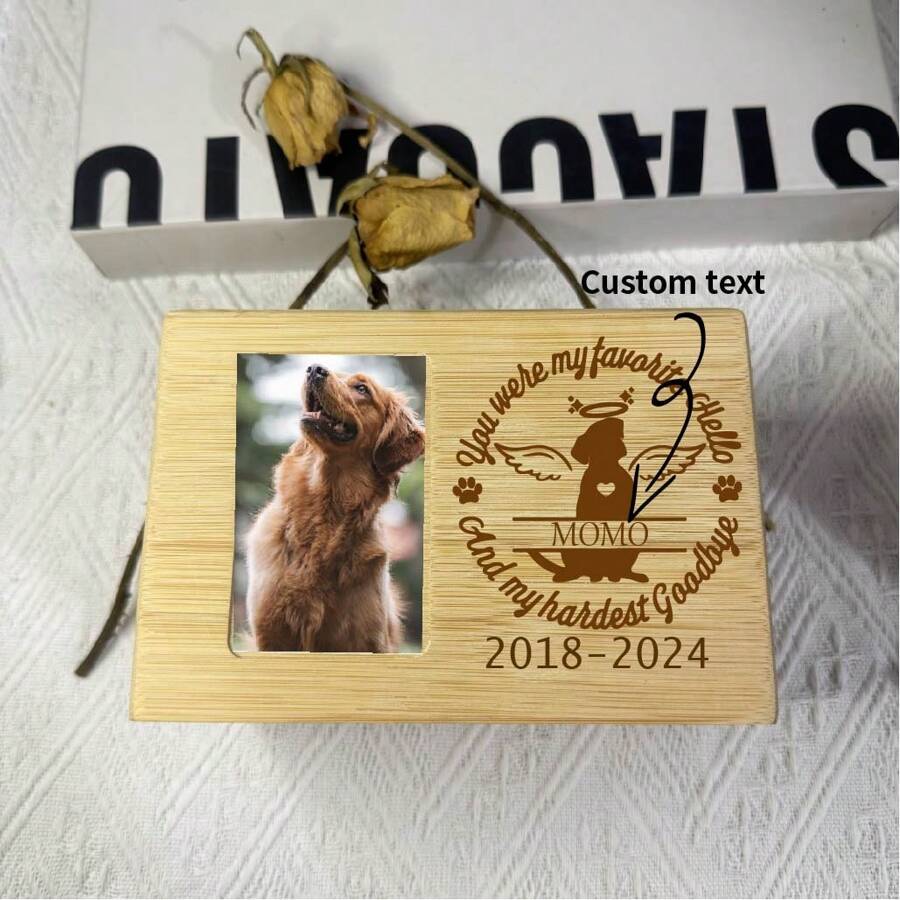 Personalized Wooden Dog And Cat Cremation Box, Bamboo Memorial ...