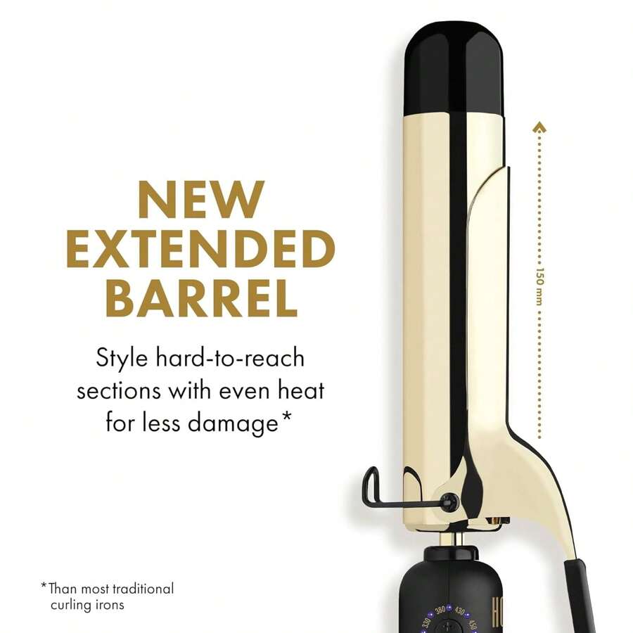 New And Improved 24K Gold Professional 1.5" Extended Barrel Curling ...