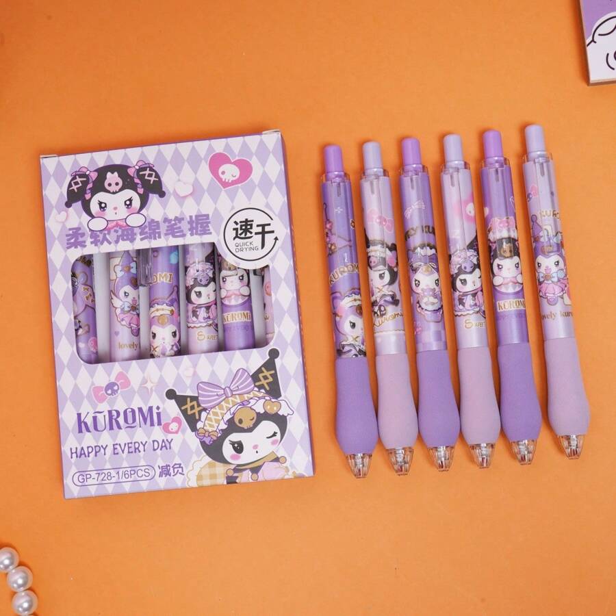 Sanrio 6-Piece Set Sanrio Hello Kitty Kurumi ST Quick-Dry Click Pens ...