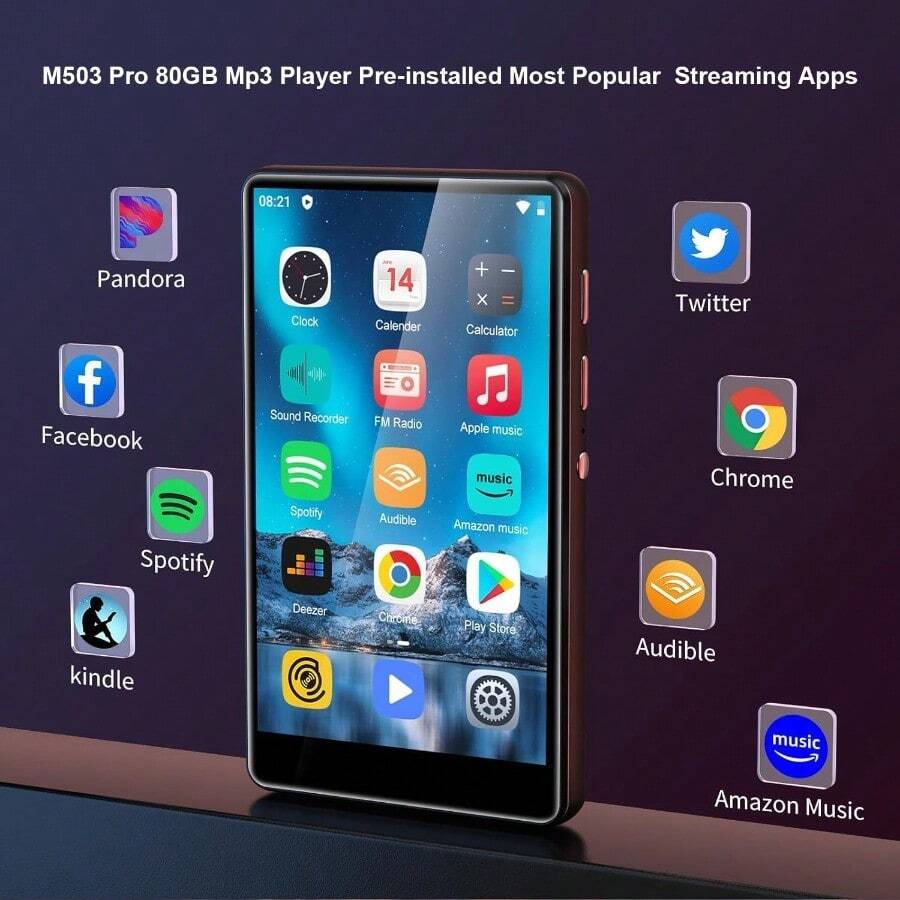 SWOFY 80GB MP3 Player With Bluetooth And WiFi Spotify Music Audible ...