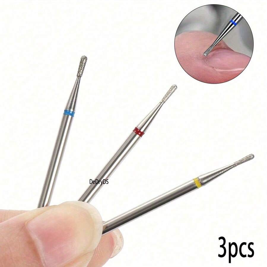 3pcs Nail Drill Bits Set, Low Allergy Waterdrop Design For Cuticle ...
