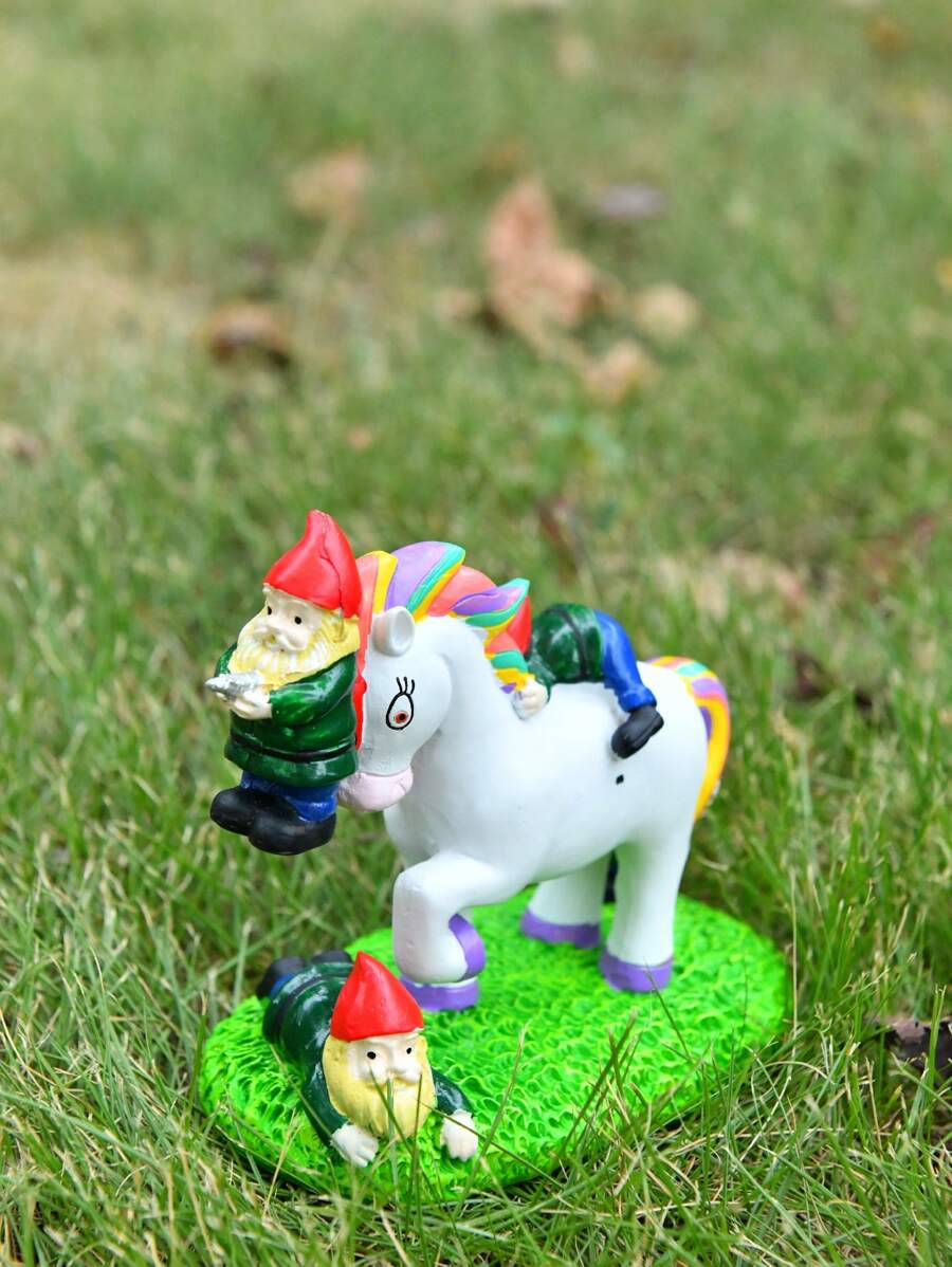 1pc Unicorn Garden Statue For Outdoor Decoration, Funny Unicorn Artwork ...