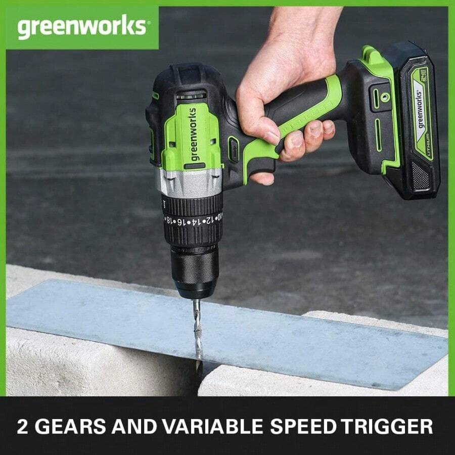 Greenworks GD24DD60K2 Cordless Ill Screwdrr With Brushless Motor 0 ...