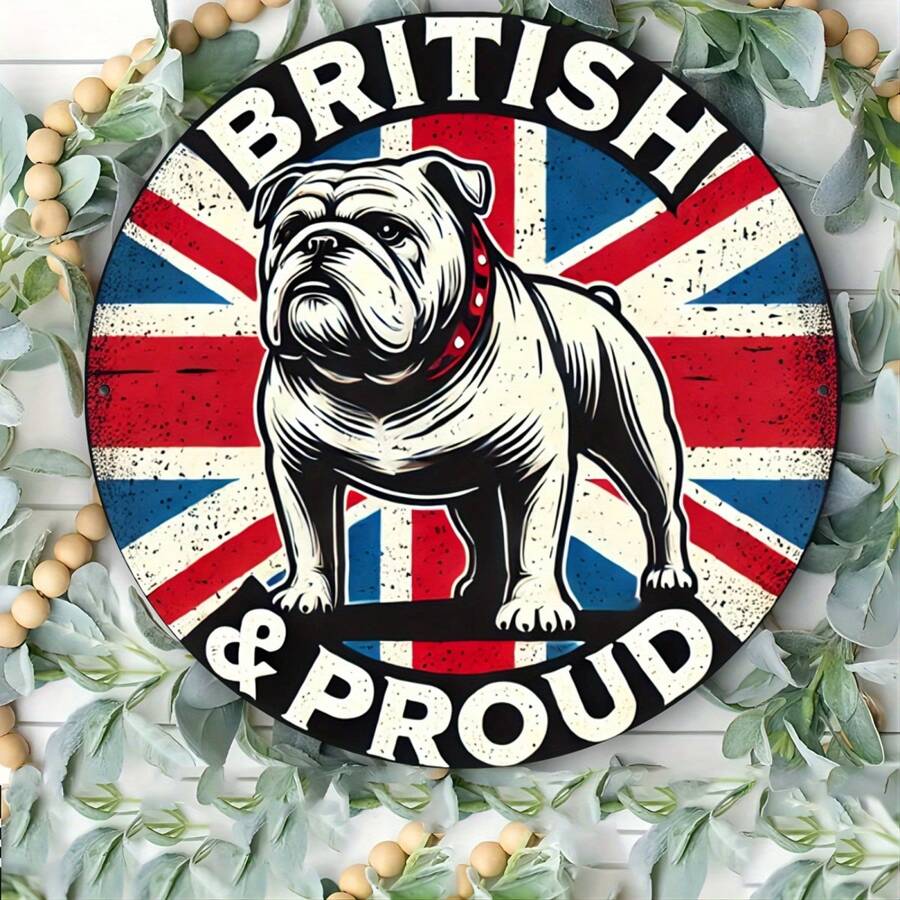 1pc 8x8 Inch Retro British Bulldog Metal Wall Plaque, Featuring ...