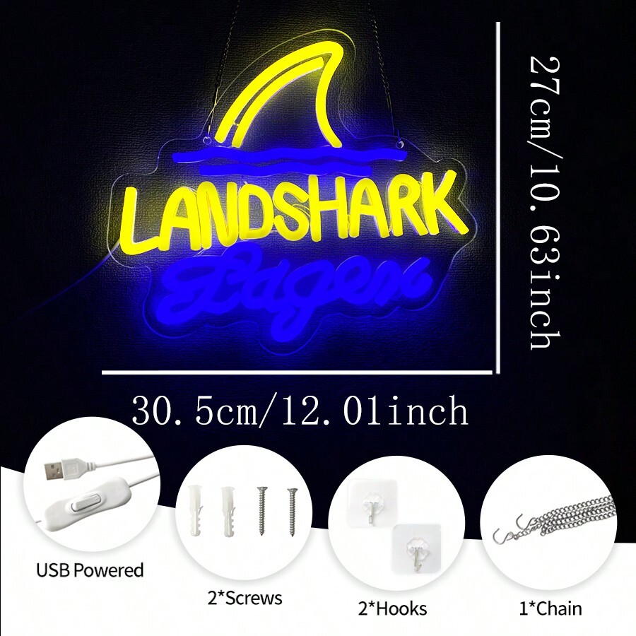 Land Shark Large Neon Beer Sign LED Shark Neon Lights Lager Neon Signs ...