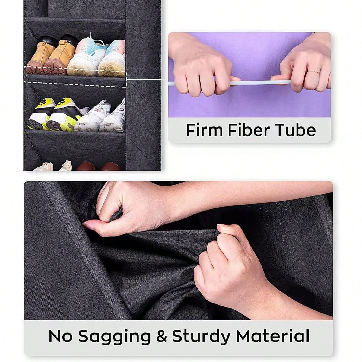 6-Layer Fabric Wall-Mounted Shoe Storage Bag, Hang-On-Door Organizer ...