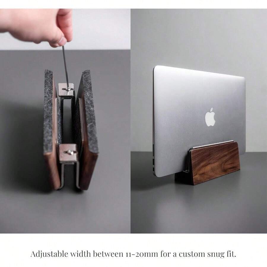 Raico Vertical Laptop Stand Adjustable Premium Walnut Wood Dock ...