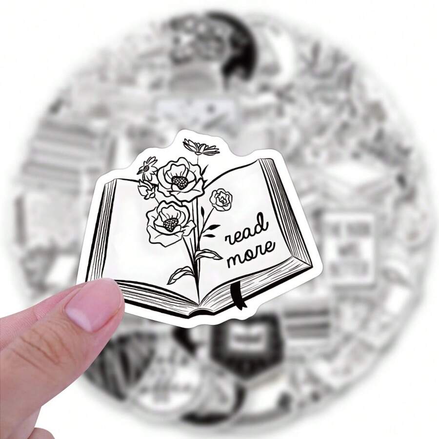 60PCS Black Bookish Stickers Vinyl Aesthetics Book Reading Stickers ...