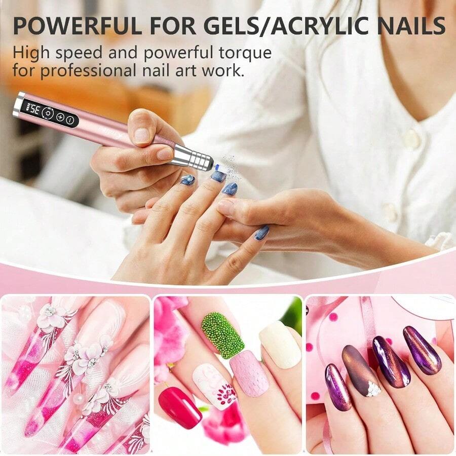 Kredioo Professional Cordless Electric Nail Files Rechargeable 35000RPM ...