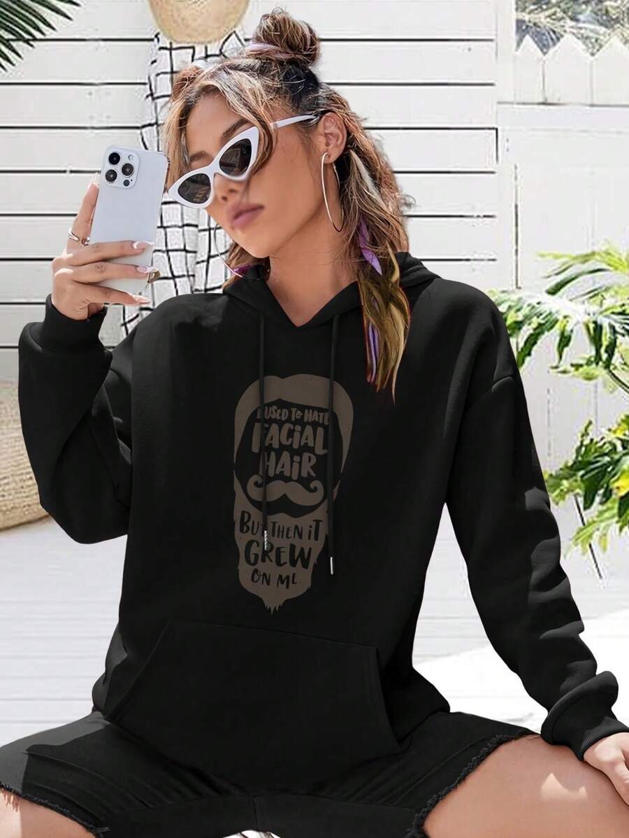 Facial Hair Grew On Me A Funny Vintage Design For Women's Hoodies Featuring Distressed ...