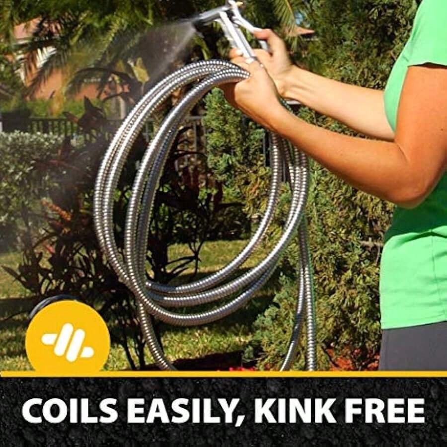 BIONIC STEEL 100 FT Garden Hose Pipe With Nozzle 304 Stainless Steel ...