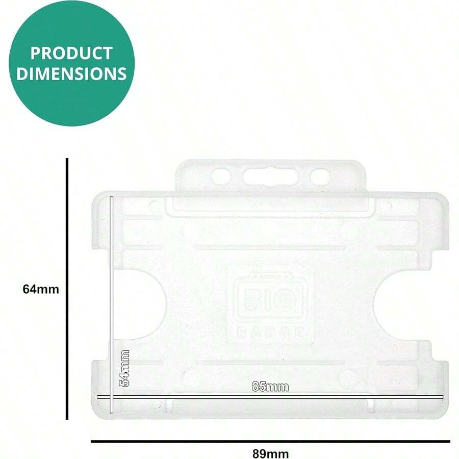 100 X Clear BioBadge Landscape ID Card Holders Open-Faced For ID Cards ...