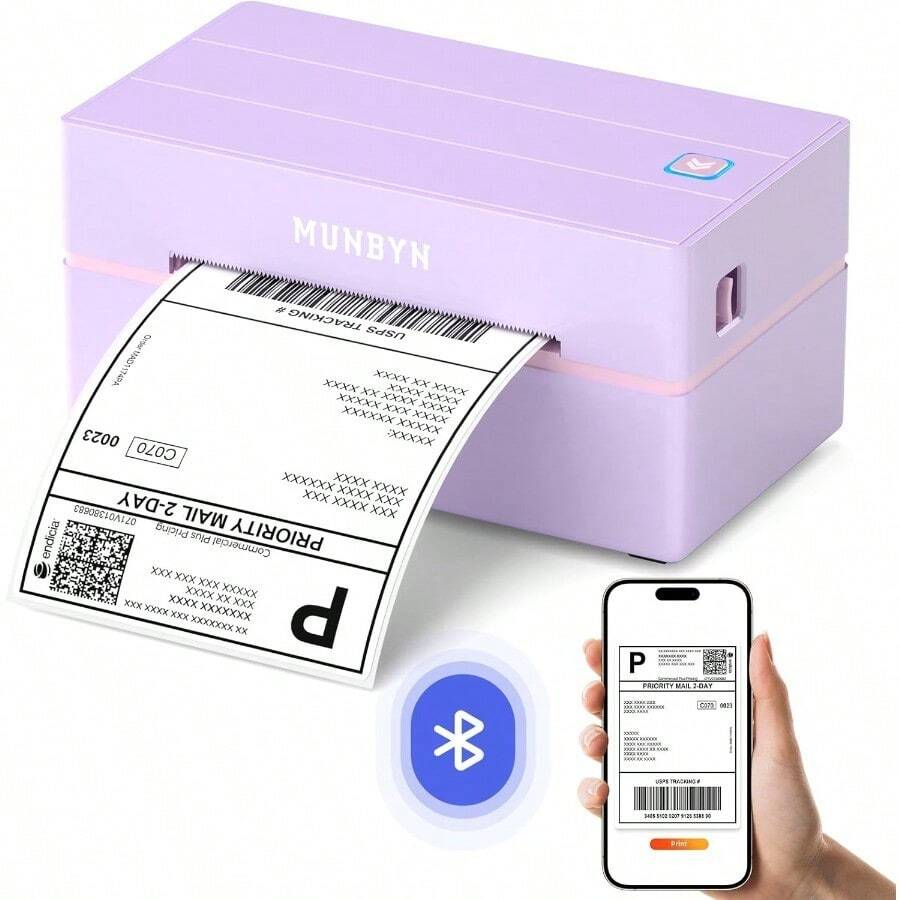 MUNBYN Shipping Label Printer Bluetooth Connection Thermal Label ...