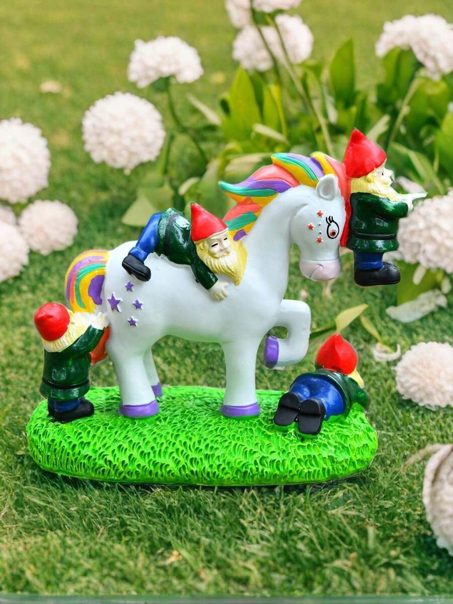1pc Unicorn Garden Statue For Outdoor Decoration, Funny Unicorn Artwork ...