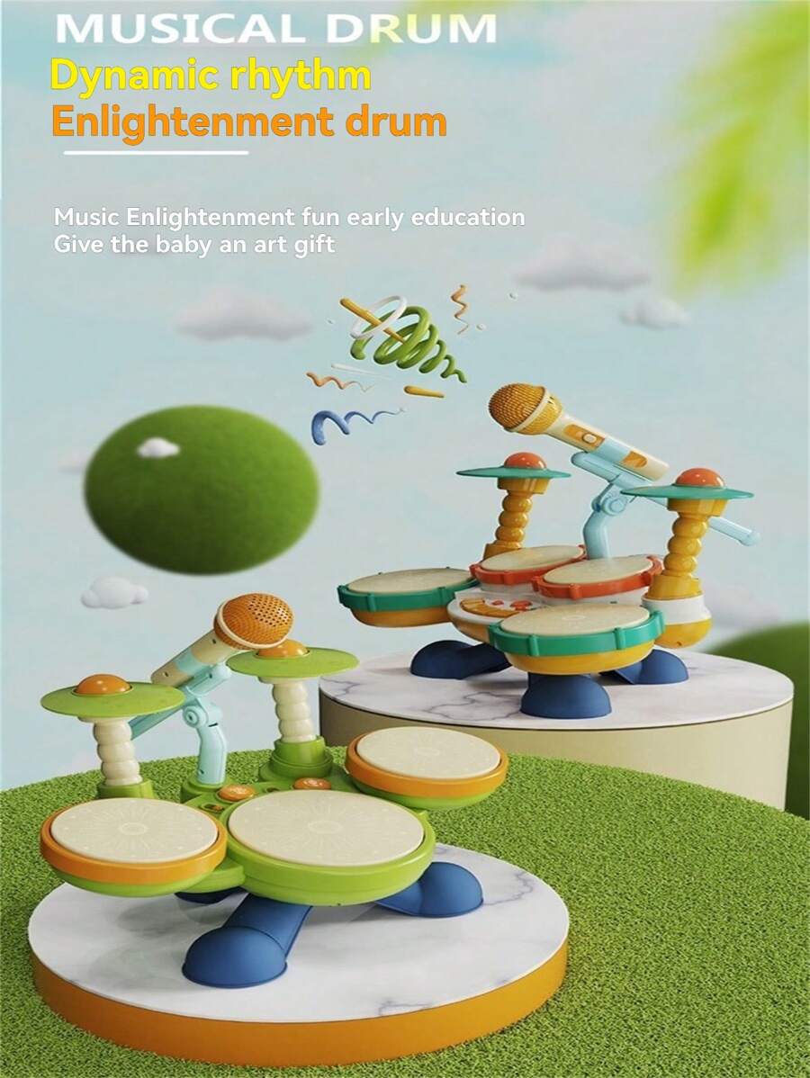 Multi-Function Kids Drum Set With Microphone Karaoke, Rhythm Music ...