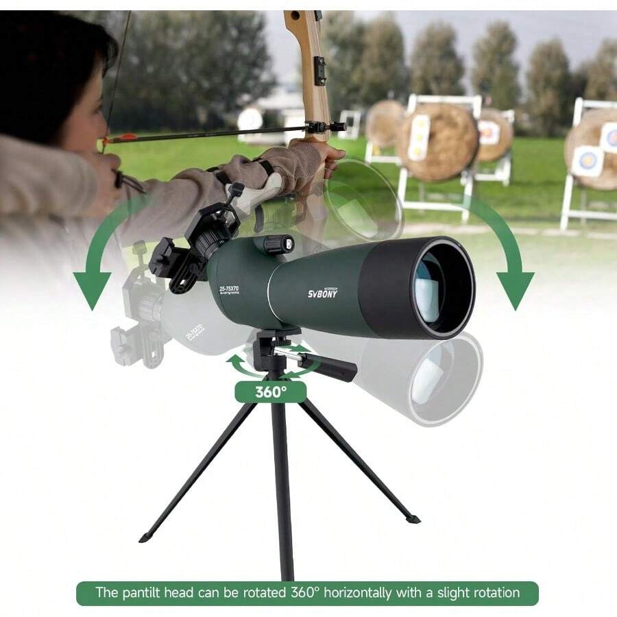 Svbony SV28 Spotting Scope With Tripod Phone Adapter 25-75X70 HD Zoom BAK4 Prism FMC Optics Lens ...