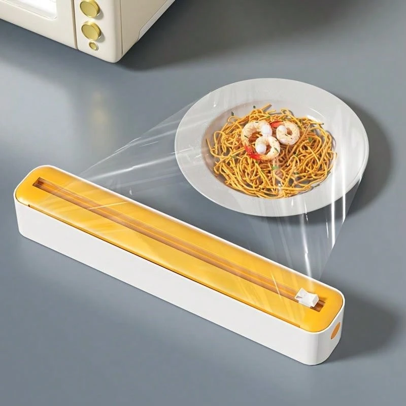 Cling Film Cutter With Bi-Directional Sliding Blade, One-Time Use Wrap ...