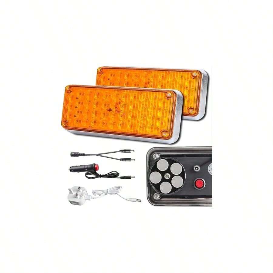 Upgraded Wireless Strobe Flashing Lights - 2x42LED Magnetic Hazard ...