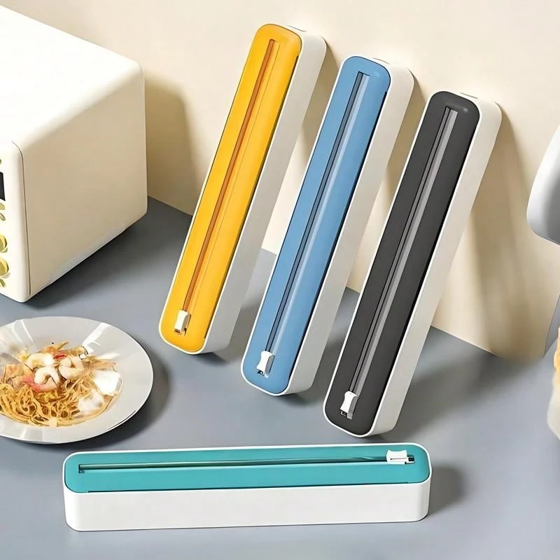 Cling Film Cutter With Bi-Directional Sliding Blade, One-Time Use Wrap ...