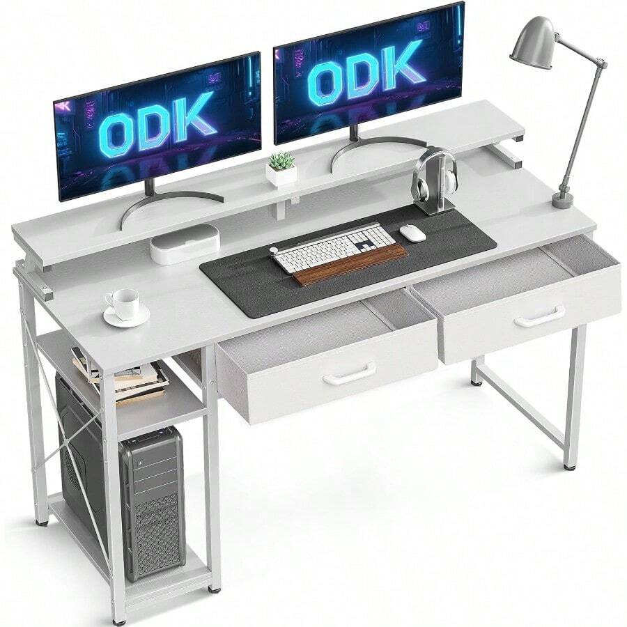 ODK Computer Desk With Drawers 120 X 48 Cm Office Desk With Storage And ...