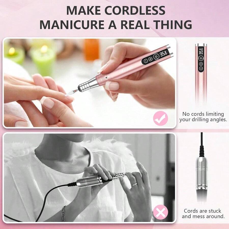 Kredioo Professional Cordless Electric Nail Files Rechargeable 35000RPM ...