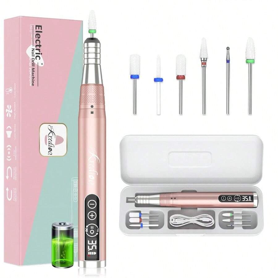 Kredioo Professional Cordless Electric Nail Files Rechargeable 35000RPM ...