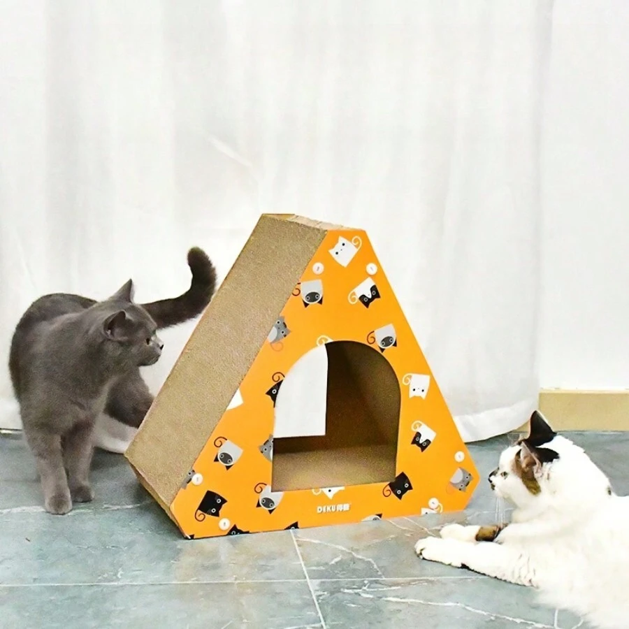 Triangular Cat Scratching House With Scratching Board For Kitten ...